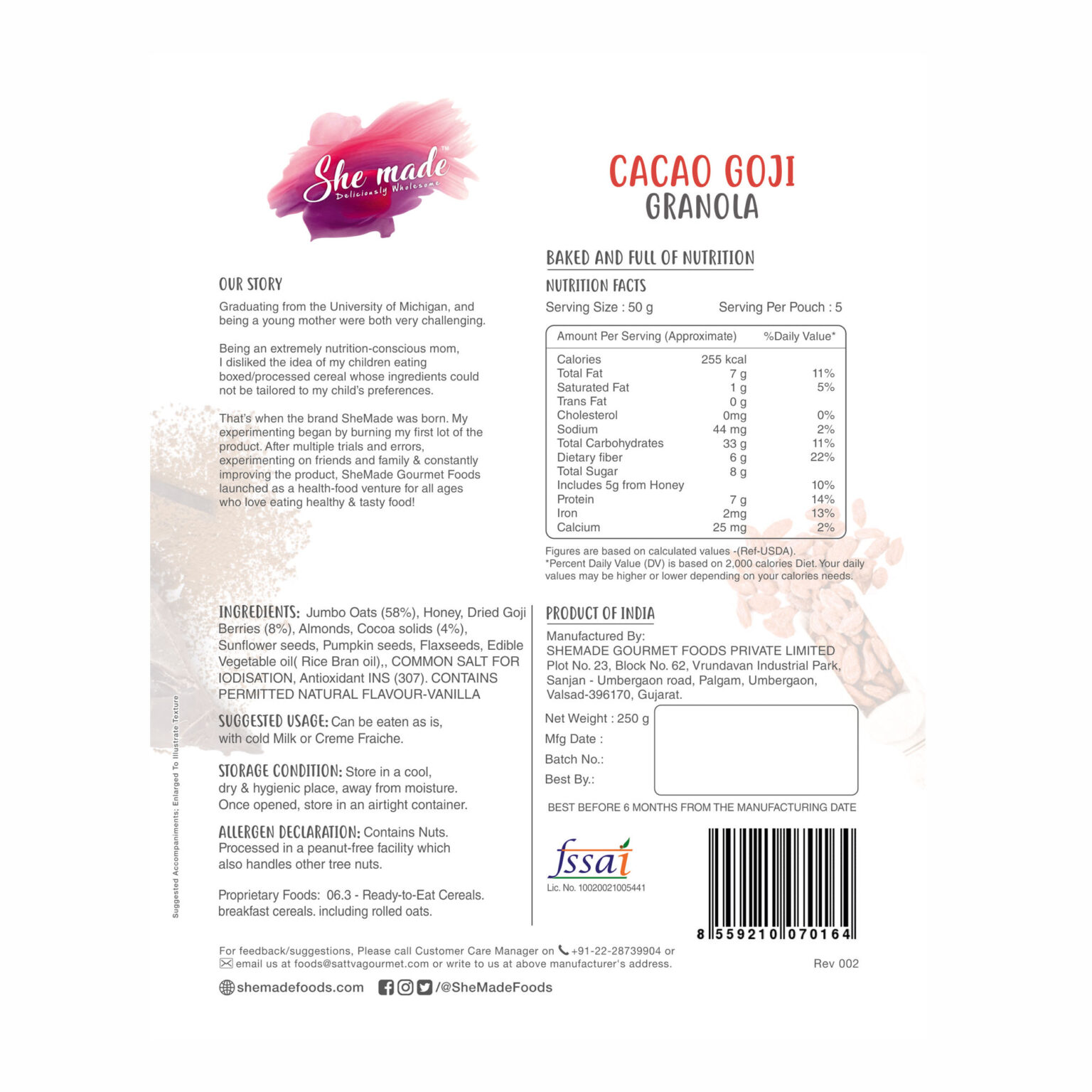 Cacao Goji Granola - Shemade Foods | she made food