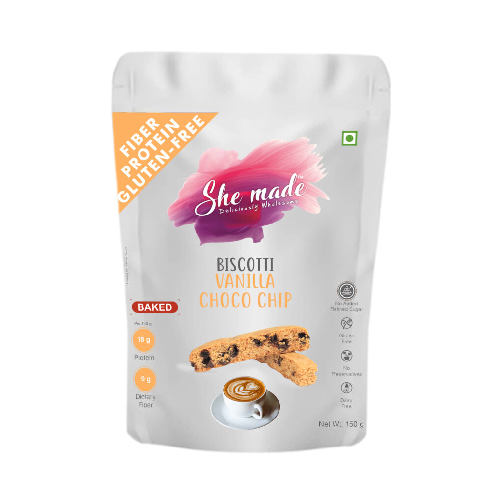 Vanilla Choco Chip Biscotti – Shemade Foods | she made food